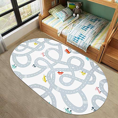 LIVEBOX Road Traffic Kids Play Area Rug 3' x 5' Washable Playroom Educational & Fun with Cars and Toys Non-Slip Children Nursery Rugs for Living Room Bedroom Classroom Entryway Kids Tent