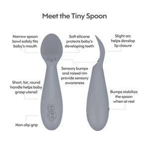 ezpz Tiny Spoon (2 Pack in Gray) - 100% Silicone Spoons for Baby Led Weaning + Purees - Designed by a Pediatric Feeding Specialist - 6 months+