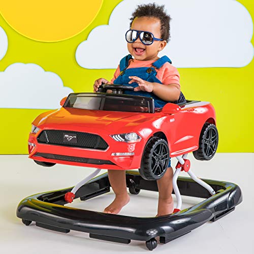 Bright Starts Ways to Play 4-in-1 Walker - Ford Mustang, Red, Ages 6 Months +, Red