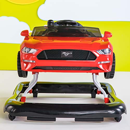 Bright Starts Ways to Play 4-in-1 Walker - Ford Mustang, Red, Ages 6 Months +, Red