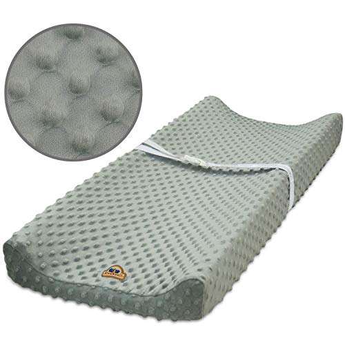 BlueSnail Ultra Soft Minky Dot Changing Pad Cover 2 Pack (Gray+White, 2 Pack)