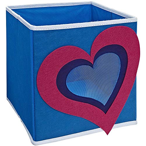 SystemBuild Children's Playroom Kids Toys Organizing 11" x 11" Character Fabric Drawer/Storage Bin (Heart)