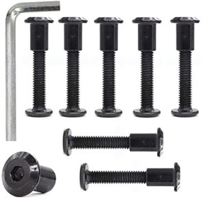 cSeao 10-Pack M6 x 45mm Black Hex Socket Cap Furniture Joint Connecting Bolts Barrel Cap Nuts Kit for Chairs Bed Crib