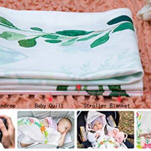 EARVO 47x40 inches Cactus Baby Photography Blanket, Newborn Monthly Milestone Blanket, Memory Blanket for New Moms Growing Infants 0-12 Months, Baby Boy Girl Shower Blanket EADS473