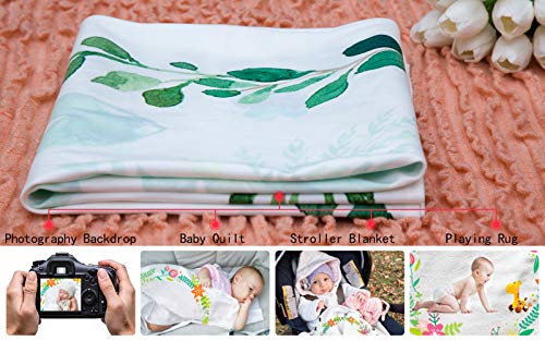 EARVO 47x40 inches Cactus Baby Photography Blanket, Newborn Monthly Milestone Blanket, Memory Blanket for New Moms Growing Infants 0-12 Months, Baby Boy Girl Shower Blanket EADS473