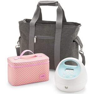 spectra - s1 plus electric breast milk pump with tote bag, breast milk bottles and cooler for baby feeding