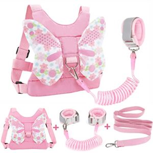 accmor 3 in 1 toddler harness leashes + anti lost wrist link, kids harness children leash for girls, child anti lost leash baby cute harness belt strap hold kids close while walking