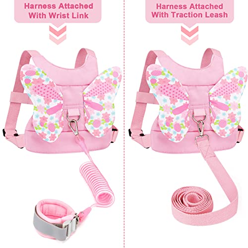 Accmor 3 in 1 Toddler Harness Leashes + Anti Lost Wrist Link, Kids Harness Children Leash for Girls, Child Anti Lost Leash Baby Cute Harness Belt Strap Hold Kids Close While Walking