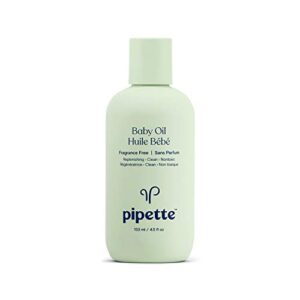 pipette baby oil - nurture, moisturize baby skin, vitamin e, sensitive, dry skin, fragrance free with renewable plant-derived squalane, 4.5 fl oz