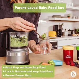 WeeSprout Glass Baby Food Storage Jars - 12 Set, 4 oz Baby Food Jars with Plastic Lids, Freezer Storage, Reusable Small Glass Baby Food Containers, Microwave & Dishwasher Safe, for Infant & Baby Food