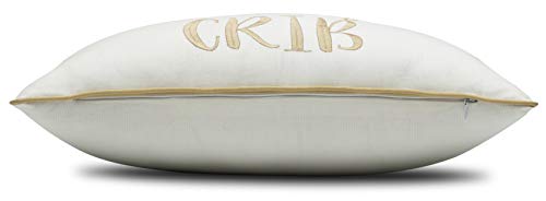 Rudransha Welcome to My Crib Embroidered Lumbar Accent Throw Pillow Cover - Nursery Decor - 12x18, Ivory-Beige