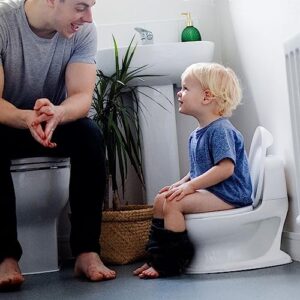 nuby my real potty training toilet with life-like flush button & sound for toddlers & kids, white