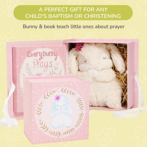 Tickle & Main Everybunny Prays, Baby and Toddler Gift Set with Praying Musical Bunny and Prayer Book in Keepsake Box, Girls, Pink