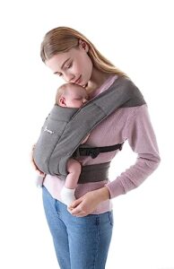 ergobaby embrace cozy newborn baby wrap carrier (7-25 pounds), ponte knit, heather grey