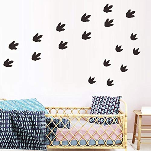 Bamsod Dinosaur Footprints Wall Stickers 32pcs Dinosaur Tracks Decals Dinosaur Decor Baby Nursery Decals Removable Peel and Stick Vinyl Decals