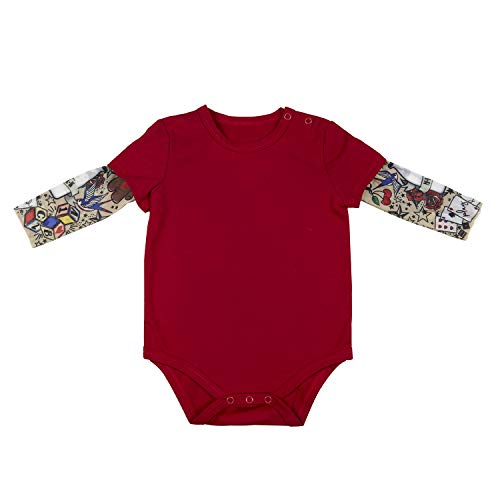 Stephan Baby Snapshirt-Style Diaper Cover with Tattoo Sleeves, Classic Ink, Red, Fits 6-12 Months