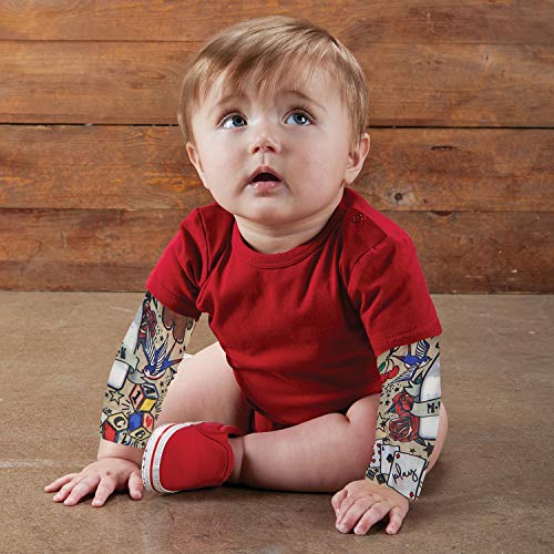 Stephan Baby Snapshirt-Style Diaper Cover with Tattoo Sleeves, Classic Ink, Red, Fits 6-12 Months