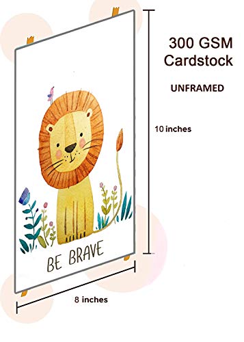 Baby Nursery Decor - Nursery Wall Decor for Baby Room - Jungle Safari Animal Unframed Wall Art -Set of 6 Posters 8x10 - Lion, Giraffe, Elephant, Monkey, Zebra, Hippo with Inspirational Quotes for Boy Girl Toddler Kids