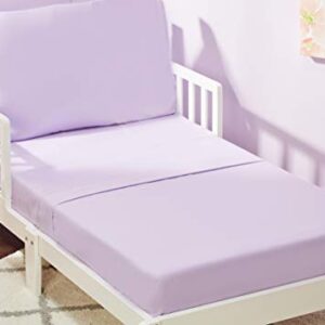 EVERYDAY KIDS 3 Piece Toddler Sheet Set - Soft Breathable Microfiber Toddler Bedding - Includes a Flat Sheet, a Fitted Sheet and a Pillowcase - Solid Purple