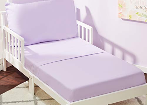 EVERYDAY KIDS 3 Piece Toddler Sheet Set - Soft Breathable Microfiber Toddler Bedding - Includes a Flat Sheet, a Fitted Sheet and a Pillowcase - Solid Purple