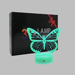 Butterfly Night Light, Birthday Gift for Girls 3D Illusion Lamp Kids Bedside Lamp with 16 Colors Changing Remote Control Butterfly Toys Girls Gifts (Butterfly)