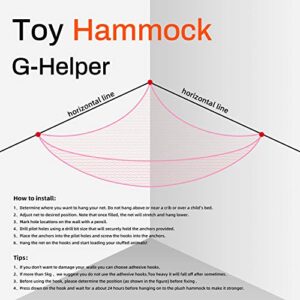 Stuffed Animal Hammock, G-Helper 70 inch Jumbo Toy Hammock Hanging Net for Stuffed Animals Corner Wall Toy Net for Kids Bedroom Pink