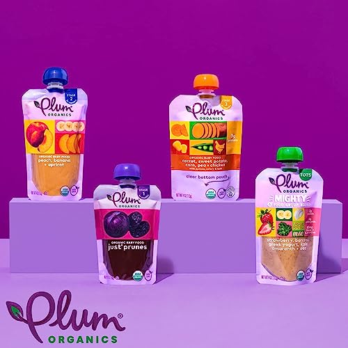 Plum Organics | Stage 2 | Organic Baby Food Meals [6+ Months] | Pear, Blueberry, Avocado & Granola | 3.5 Ounce Pouch (Pack Of 6) Packaging May Vary