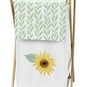 Sweet Jojo Designs Yellow, Green and White Sunflower Boho Floral Baby Kid Clothes Laundry Hamper - Farmhouse Watercolor Flower