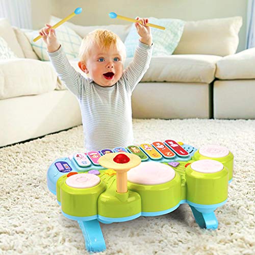 Baby Musical Toys 3 in 1 Piano Keyboard Xylophone Drum Set for 1 Year Old Girls Boys Toys Age 2 Music Instrument Learning Toys for Toddlers 1-3 Infant Baby Toys 6 9 12 18 24 Month