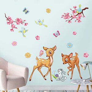 decalmile woodland animals wall stickers deer squirrel birds flowers wall decals kids room baby nursery wall decor