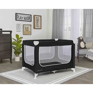 Dream On Me Zodiak Portable Playard in Black, Lightweight, Packable and Easy Setup Baby Playard, Breathable Mesh Sides and Soft Fabric - Comes with a Removable Padded Mat