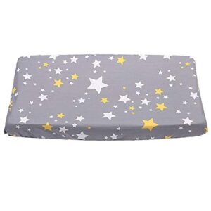 Changing Pad Cover, Stretchy Changing Table Pad Cover,100% Jersey Cotton Unisex Cradle Sheets for Baby Girl and Baby Boy, Star Pattern (grey1)