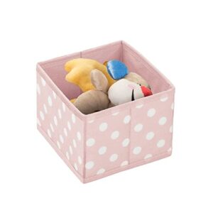 mDesign Small Fabric Drawer Organizer Bins for Kids/Baby Nursery Dresser, Closet, Organization - Bins Hold Clothes, Diapers, Cream, Toy, Blankets - 6 Pack, Pink/White Polka Dot