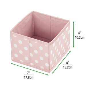 mDesign Small Fabric Drawer Organizer Bins for Kids/Baby Nursery Dresser, Closet, Organization - Bins Hold Clothes, Diapers, Cream, Toy, Blankets - 6 Pack, Pink/White Polka Dot