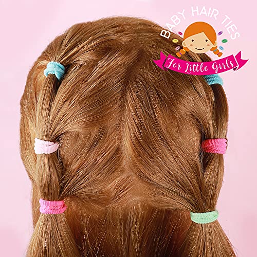 Baby Hair Ties, YGDZ 300pcs Elastic Toddler Hair Ties for Little Girls Kids, Small Mini Hair Bands Soft Ponytail Holders Hair Accessories, Multicolor