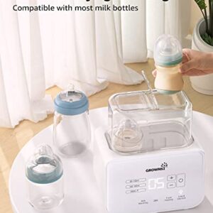 Baby Bottle Warmer, Gronwsy 8-in-1 Fast Milk Warmer with Timer Breastmilk or Formula, Fits 2 Bottles, Accurate Temperature Control, with Defrost, Sterili-zing, Keep, Heat Baby Food Jars Function