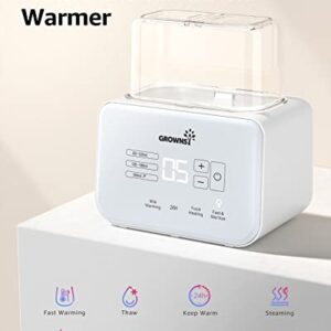 Baby Bottle Warmer, Gronwsy 8-in-1 Fast Milk Warmer with Timer Breastmilk or Formula, Fits 2 Bottles, Accurate Temperature Control, with Defrost, Sterili-zing, Keep, Heat Baby Food Jars Function