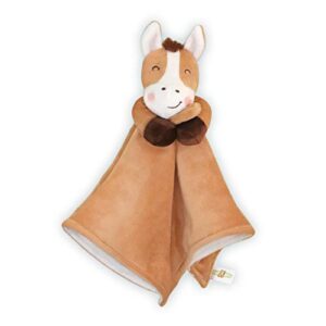 baby aves horse lovey baby security blanket - pony stuffed plush animal blankie 13x13 inches (brown)