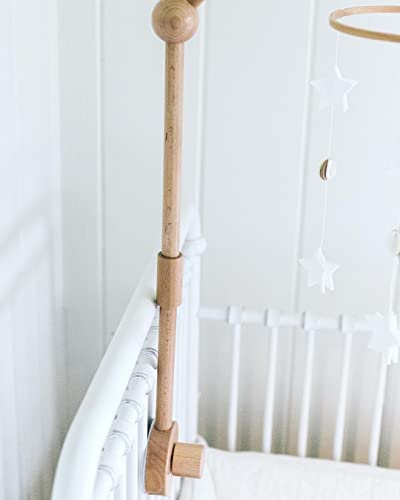 Sorrel + Fern Wooden Baby Crib Mobile Arm - Baby Mobile Holder Arm (31 inch, 100% Natural Beech Wood) - Strong Anti Slip Attachment - Nursery Decor