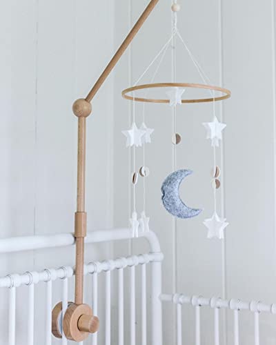 Sorrel + Fern Wooden Baby Crib Mobile Arm - Baby Mobile Holder Arm (31 inch, 100% Natural Beech Wood) - Strong Anti Slip Attachment - Nursery Decor