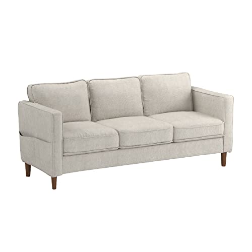 Mellow HANA Modern Linen Fabric Loveseat/Sofa/Couch with Armrest Pockets, Sand Grey