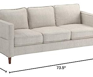 Mellow HANA Modern Linen Fabric Loveseat/Sofa/Couch with Armrest Pockets, Sand Grey