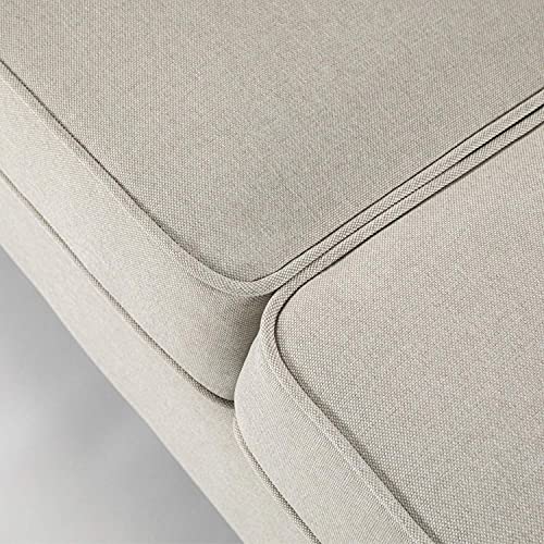 Mellow HANA Modern Linen Fabric Loveseat/Sofa/Couch with Armrest Pockets, Sand Grey