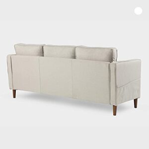 Mellow HANA Modern Linen Fabric Loveseat/Sofa/Couch with Armrest Pockets, Sand Grey