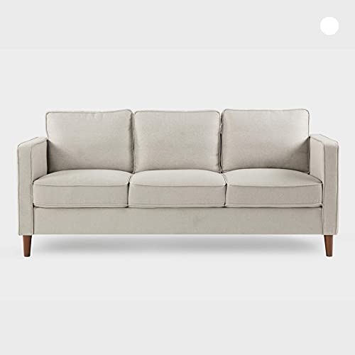 Mellow HANA Modern Linen Fabric Loveseat/Sofa/Couch with Armrest Pockets, Sand Grey