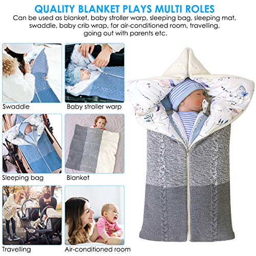 Baby Swaddle Blanket Stroller Wrap,Soft Thick Fleece Warm Blanket Newborn Sleeping Bag for 0-12 Month Boys Girls