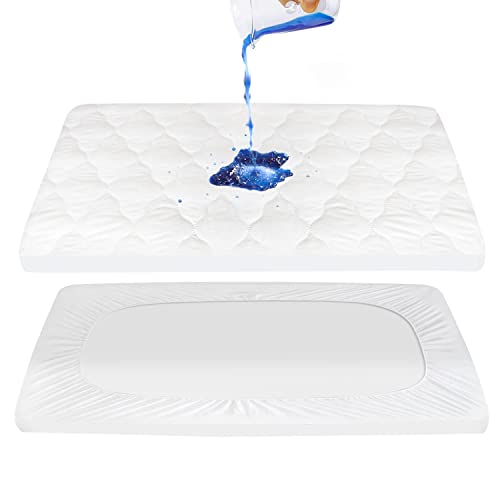 Pack N Play Mattress Pad Sheets Cover Waterproof, Soft Quilted Pack and Play Protector, 27" X 39" Fit Graco Pack N Play Crib Baby Portable Mini Cribs and Foldable Mattresses Pad