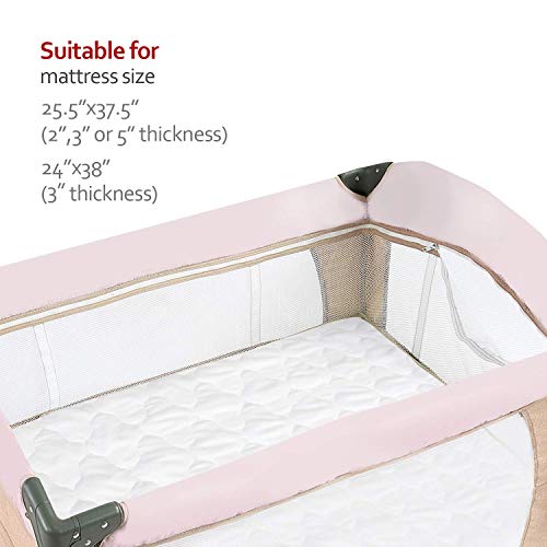 Pack N Play Mattress Pad Sheets Cover Waterproof, Soft Quilted Pack and Play Protector, 27" X 39" Fit Graco Pack N Play Crib Baby Portable Mini Cribs and Foldable Mattresses Pad