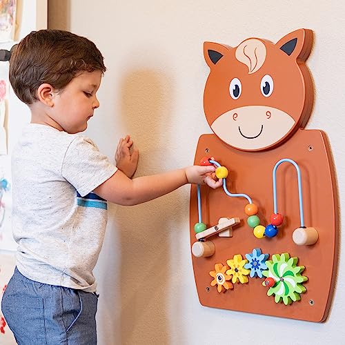 SPARK & WOW Horse Activity Wall Panel - Toddler Activity Center - Wall-Mounted Toy for Kids Aged 18M+ - Decor for Bedrooms and Play Areas