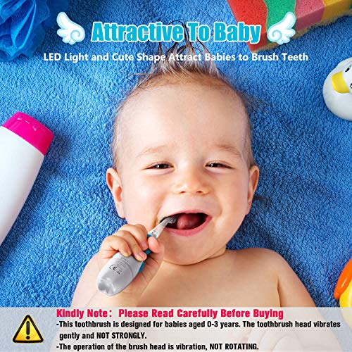 DADA-TECH Baby Electric Toothbrush, Toddler Teeth Brushes with Smart LED Timer and Sonic Technology for Infants Ages 0-3 Years (Blue)